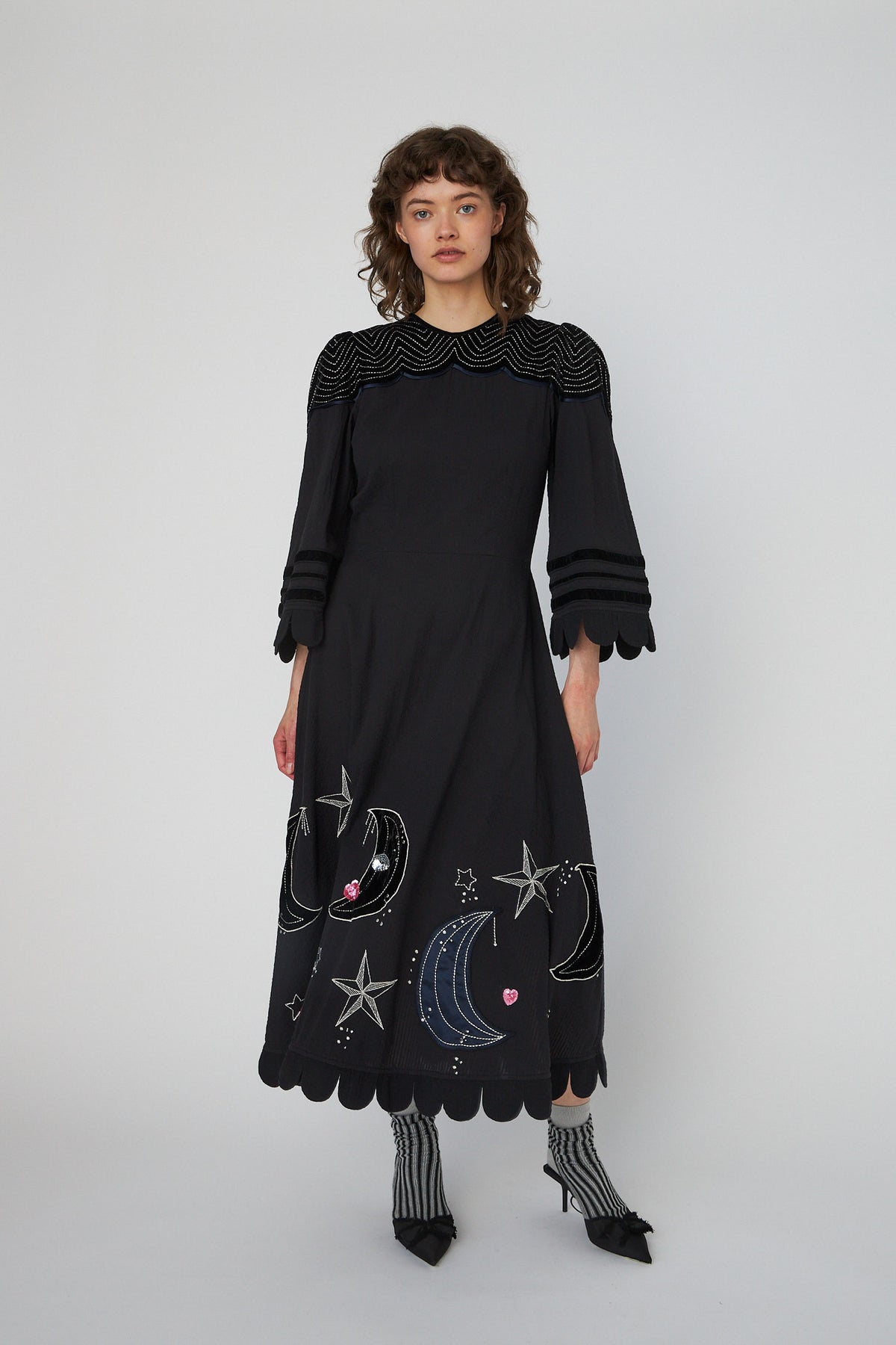 Moon and Star Embroidered Midi Dress – Mazooka Berlin
